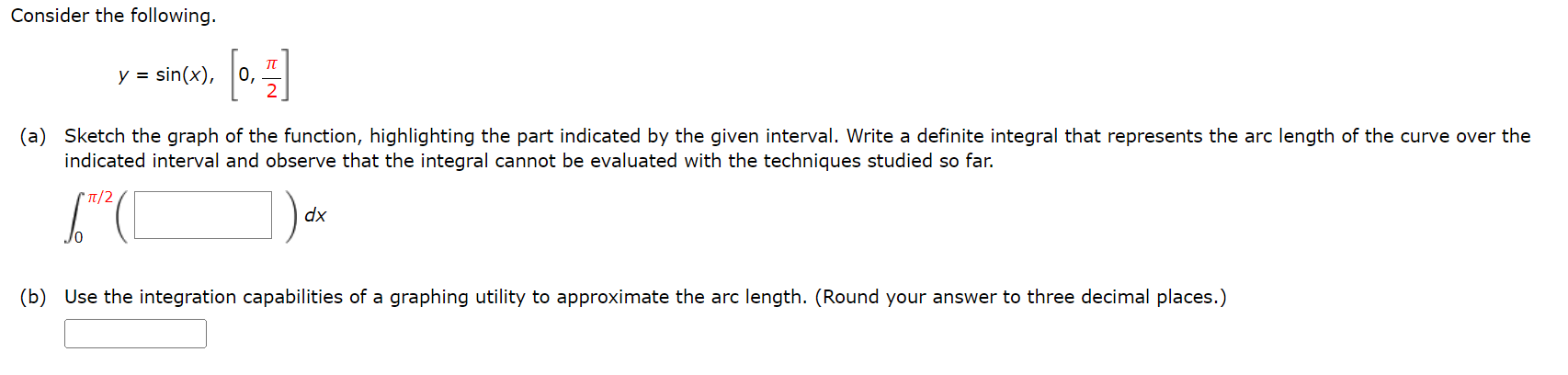 Solved Consider the following. y=sin(x),[0,2π] (a) Sketch | Chegg.com