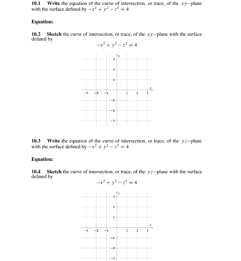Solved 10.5 Write the equation of the curve of intersection, | Chegg.com
