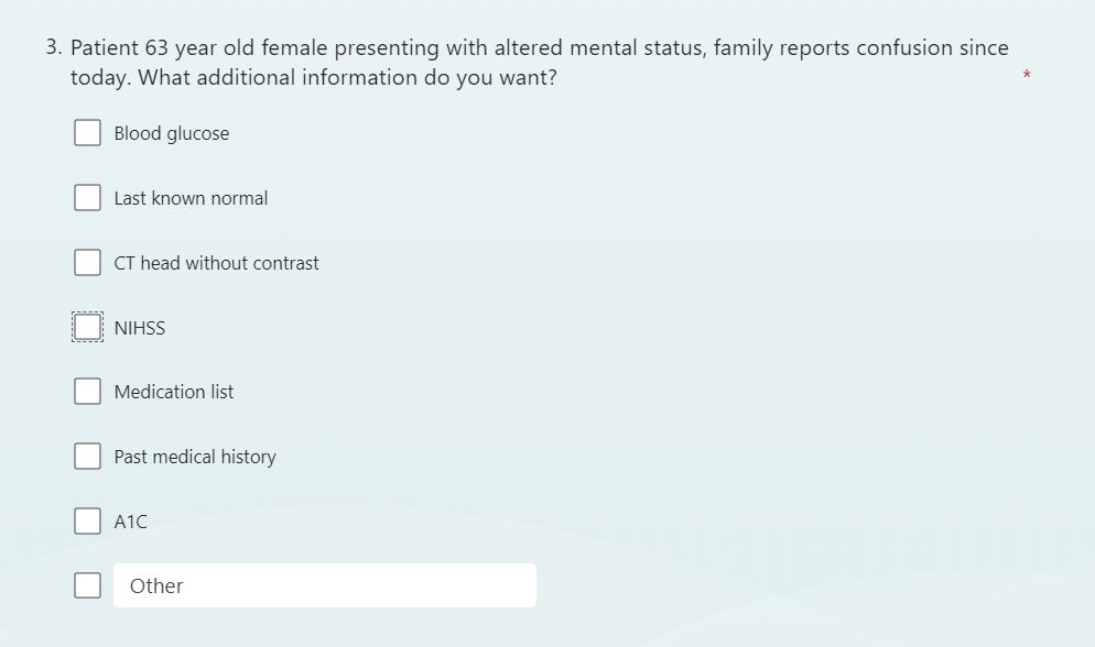 Solved 3. Patient 63 year old female presenting with altered | Chegg.com