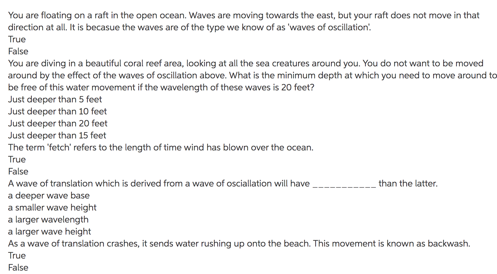 Solved You are floating on a raft in the open ocean. Waves | Chegg.com