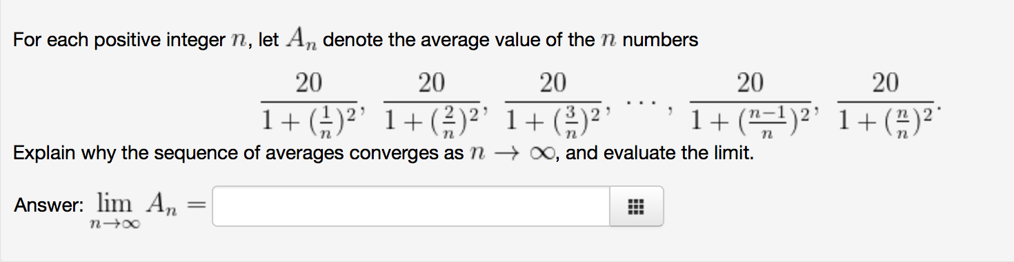 Solved For each positive integer n, let An denote the | Chegg.com