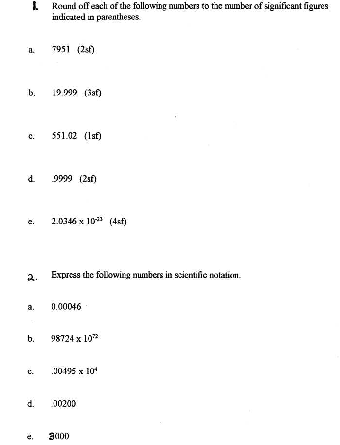 Solved 1. Round off each of the following numbers to the | Chegg.com