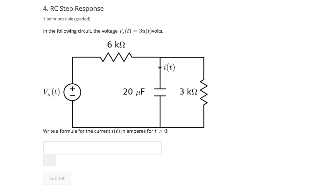 Solved 4. RC Step Response 1 point possible (graded) In the | Chegg.com