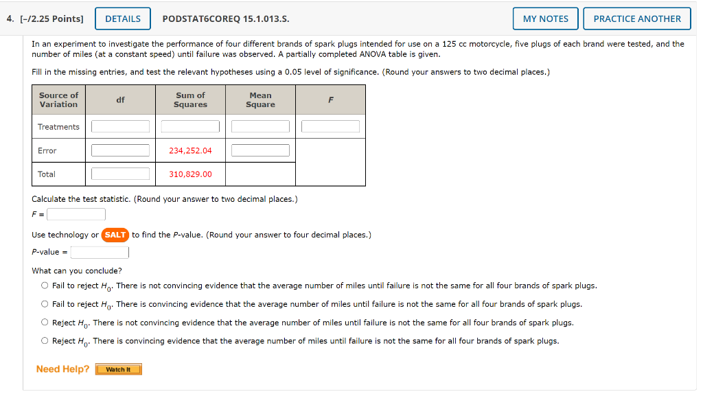 Solved In an experiment to investigate the performance of | Chegg.com