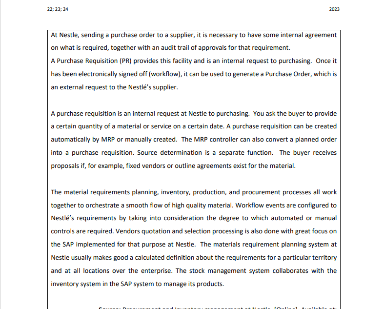 Solved Procurement and Inventory management at Nestle The | Chegg.com