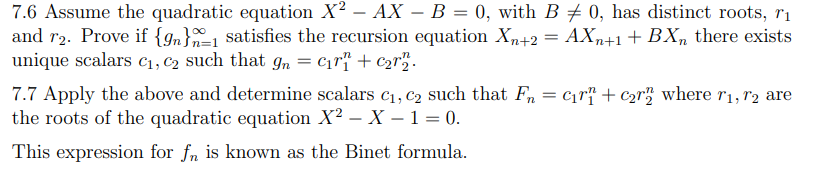 Solved 7.6 Assume the quadratic equation X2−AX−B=0, with | Chegg.com
