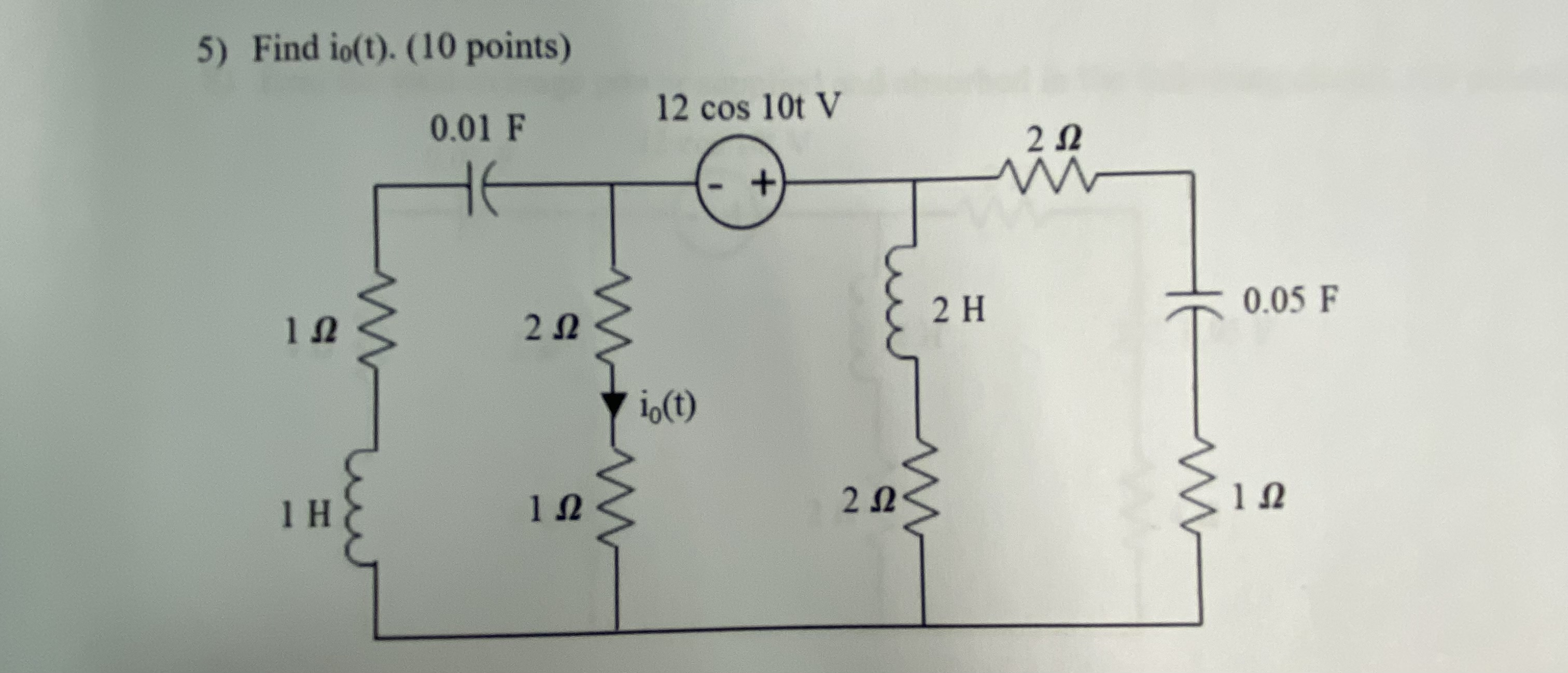Solved 5) Find i0(t)⋅(10 points) | Chegg.com