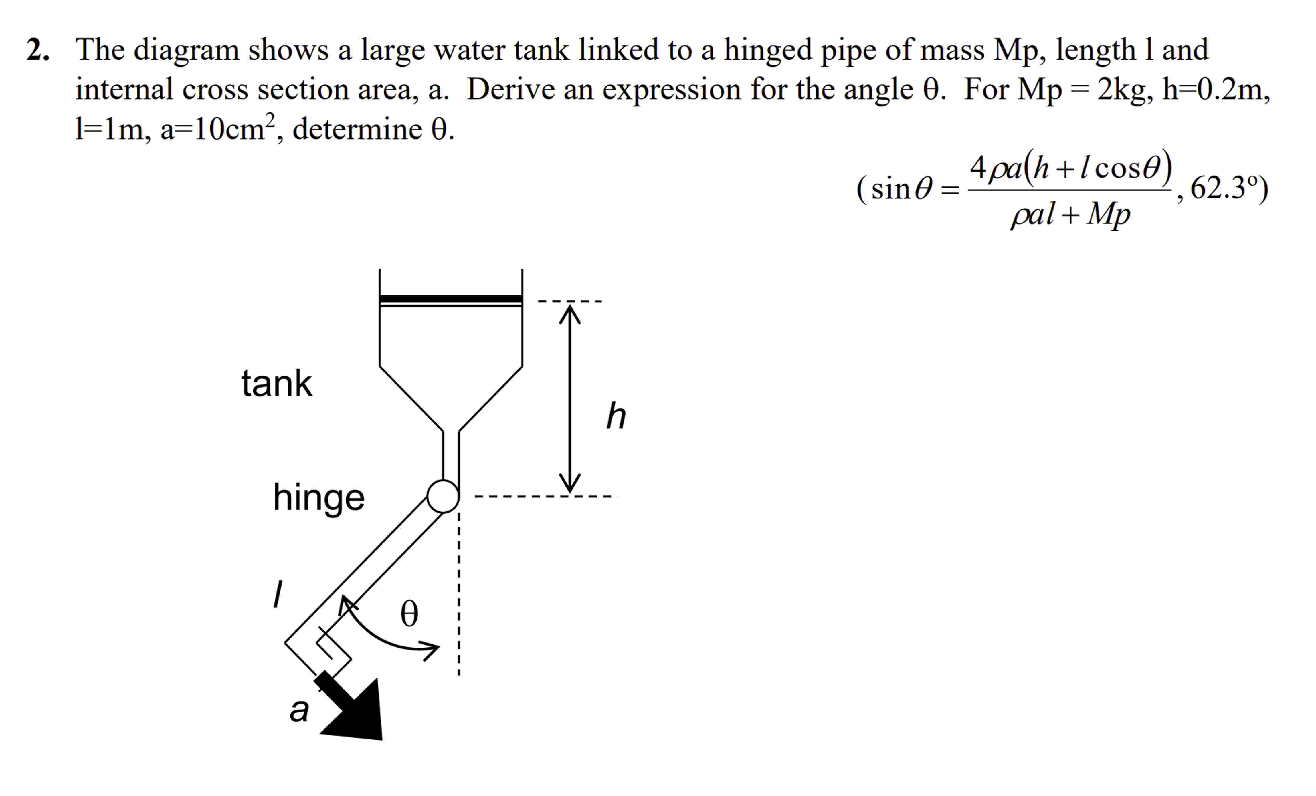 Solved The diagram shows a large water tank linked to ﻿a | Chegg.com