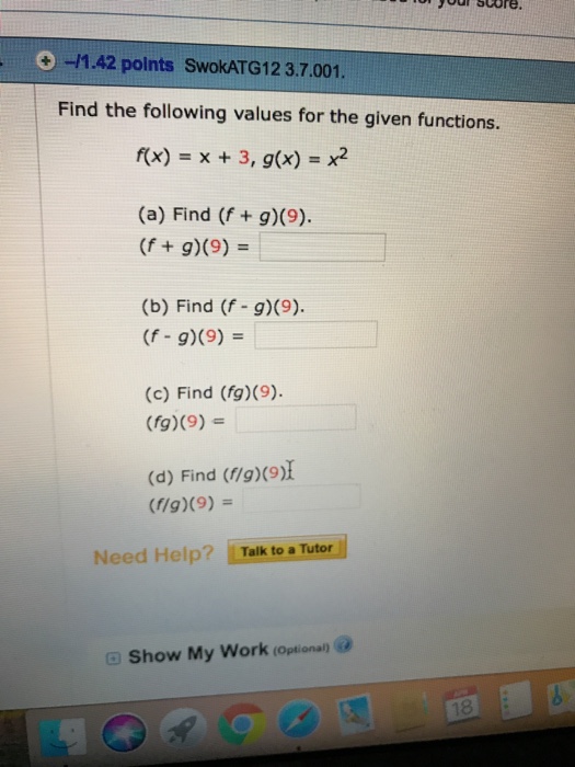 Solved t)-/1.42 points SwokATG1 237.001. Find the following | Chegg.com