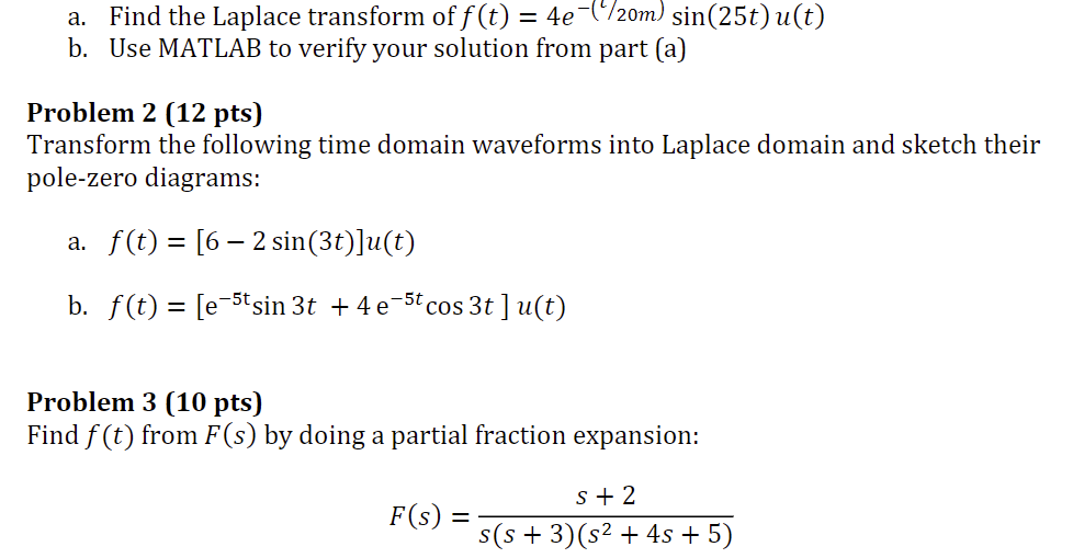 Solved a. Find the Laplace transform of | Chegg.com