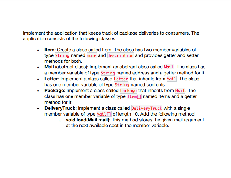 Solved In JAVA !!!! Implement the application that keeps | Chegg.com