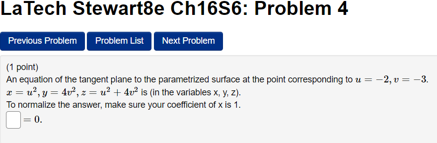 Solved La Tech Stewart8e Ch1656: Problem 4 Previous Problem | Chegg.com