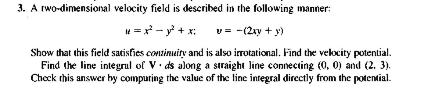Solved A two-dimensional velocity field is described in the | Chegg.com