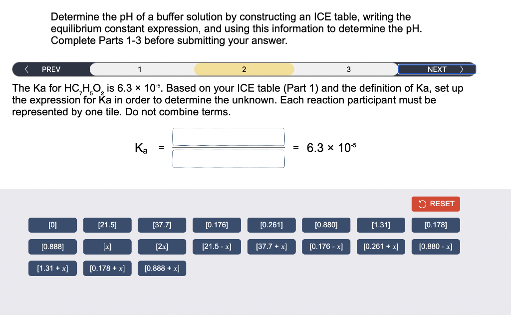 Solved Determine the pH of a buffer solution by constructing | Chegg.com