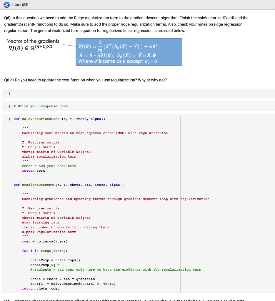 Solved 由 Xnip 䁕国 Q6) In this question we need to add the | Chegg.com