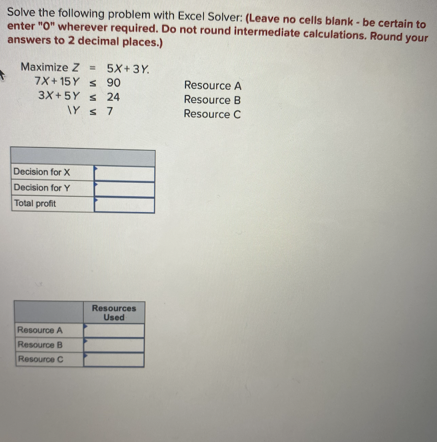 Solved Solve the following problem with Excel Solver: (Leave | Chegg.com