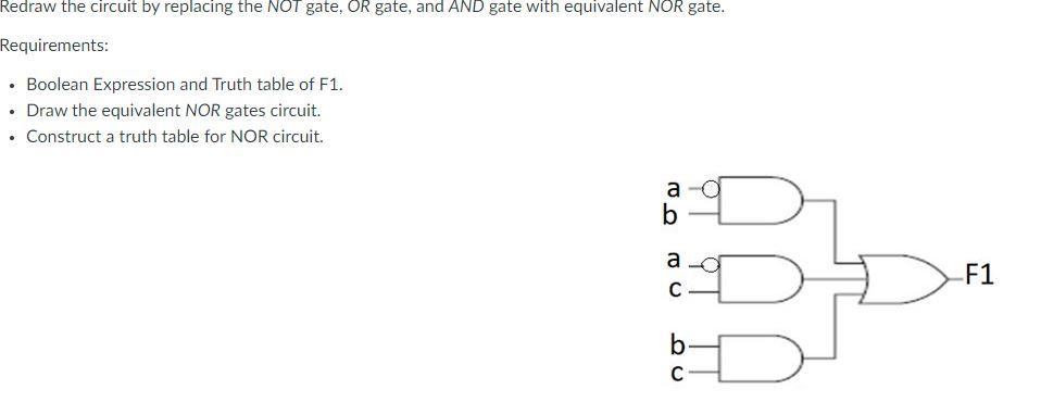 Solved Redraw the circuit by replacing the NOT gate, OR | Chegg.com