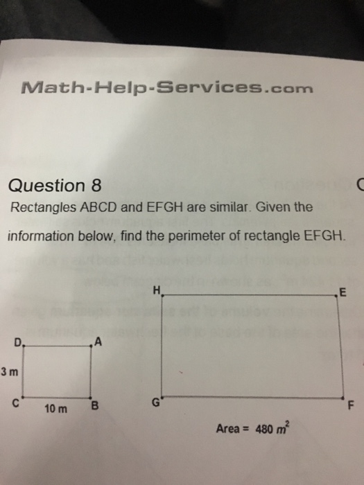 Solved Math-Help-Services.com Question 8 Rectangles ABCD and | Chegg.com