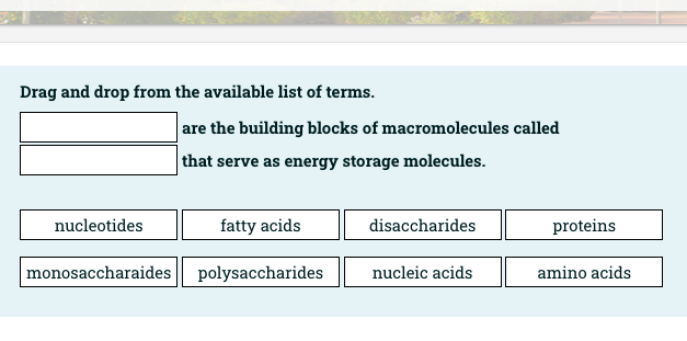 [Solved]: Drag and drop from the available list of terms.