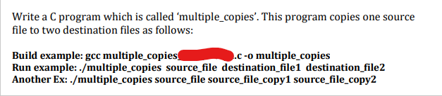 Solved Write a C program which is called 'multiple_copies'. | Chegg.com