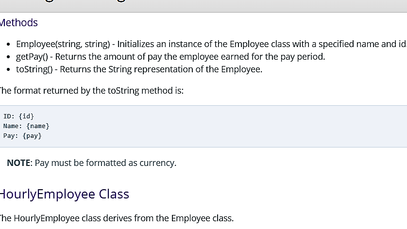 Solved Employee Class Code a class that encapsulates an | Chegg.com