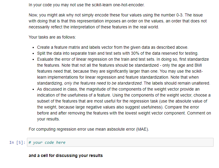 Machine Learning: (Python) regression. This is an | Chegg.com