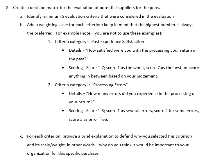 Part 2: Supplier Evaluation Process Hondo Canada is | Chegg.com