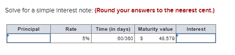 Solved Solve for a simple interest note: (Round your answers | Chegg.com