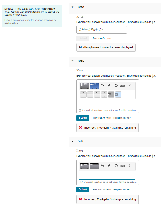 Solved All attempts used; correct answer displayed Part B | Chegg.com