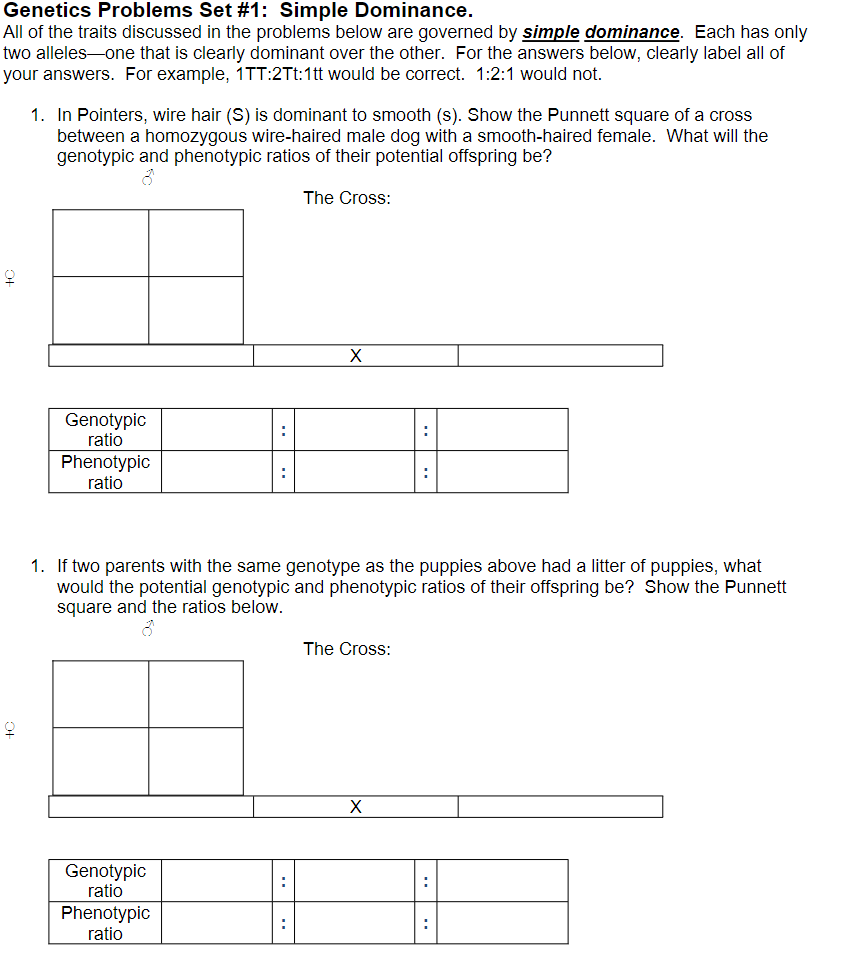 Solved Genetics Problems Set #1: Simple Dominance. All of | Chegg.com
