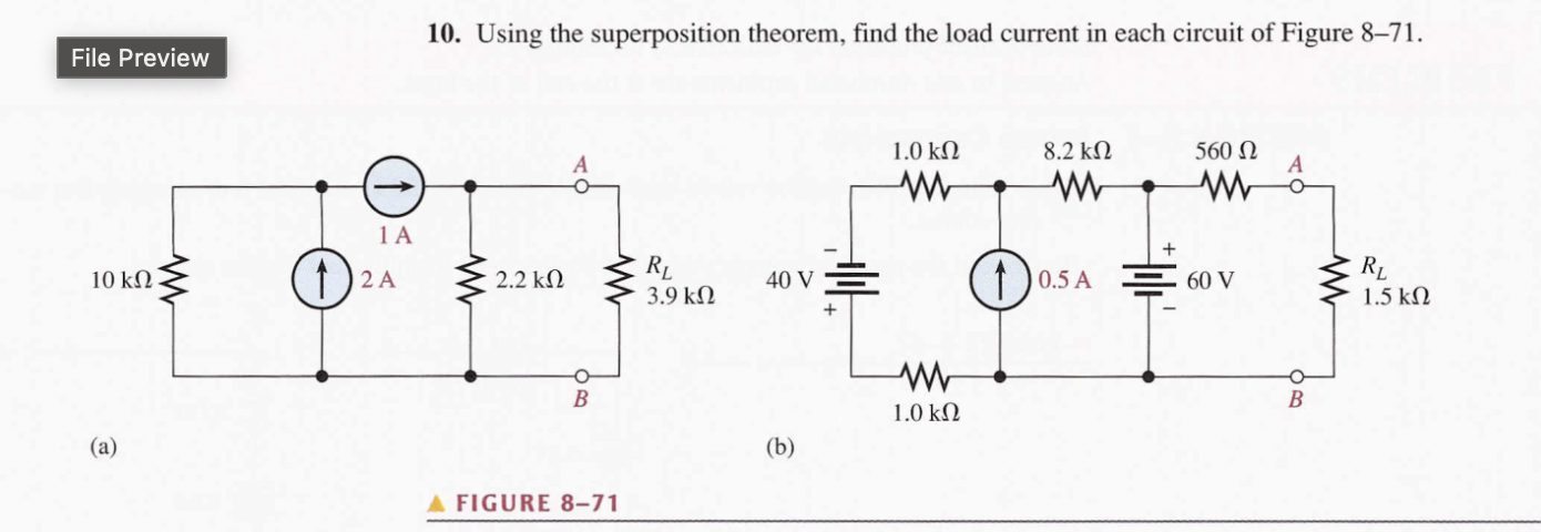 Solved Using the superposition theorem, find the load | Chegg.com