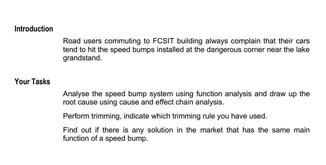 Solved Analyse the speed bump system using function analysis | Chegg.com