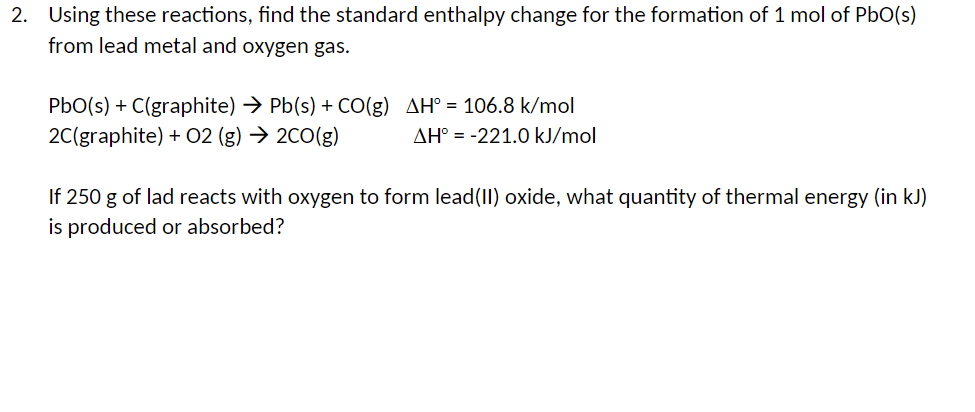 Solved Using these reactions, find the standard enthalpy | Chegg.com