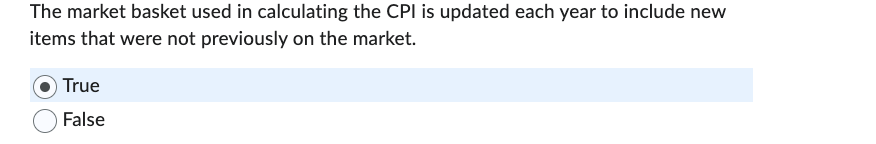 Solved The market basket used in calculating the CPI is | Chegg.com