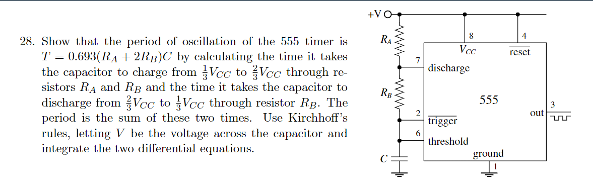 Solved +VO 8 4 RA Vcc reset 7 discharge 28. Show that the | Chegg.com