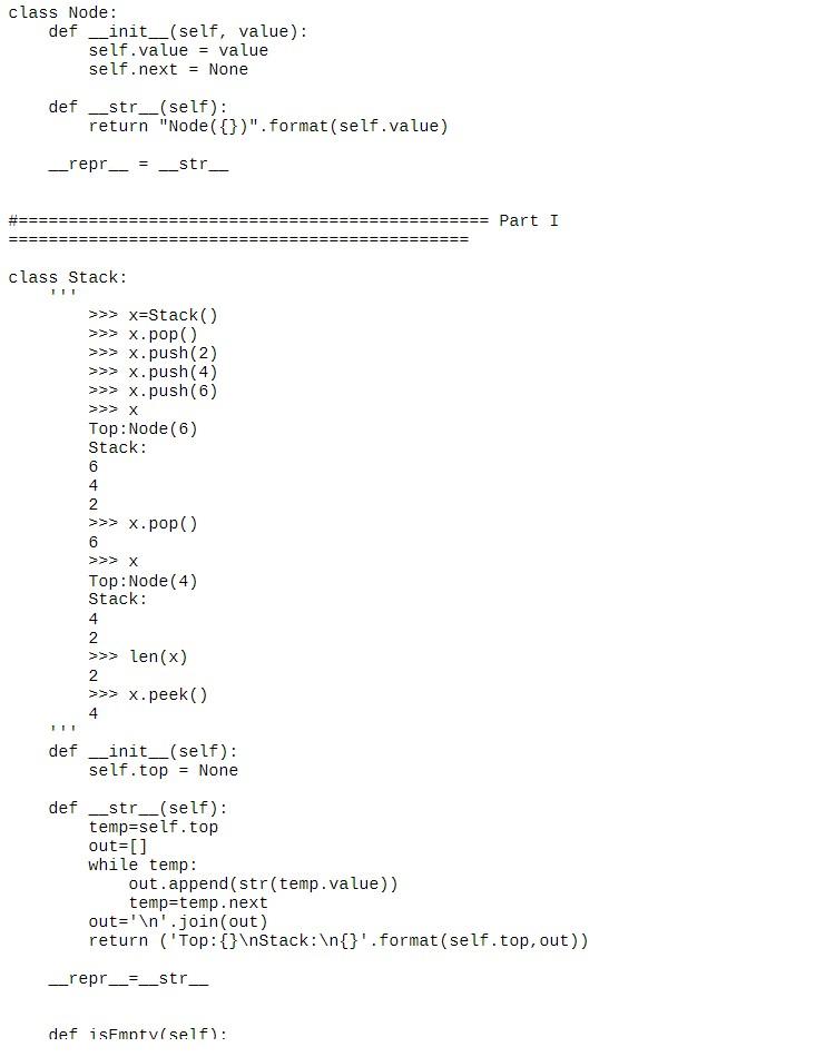 Section 1: The Stack class (20 points) This class | Chegg.com