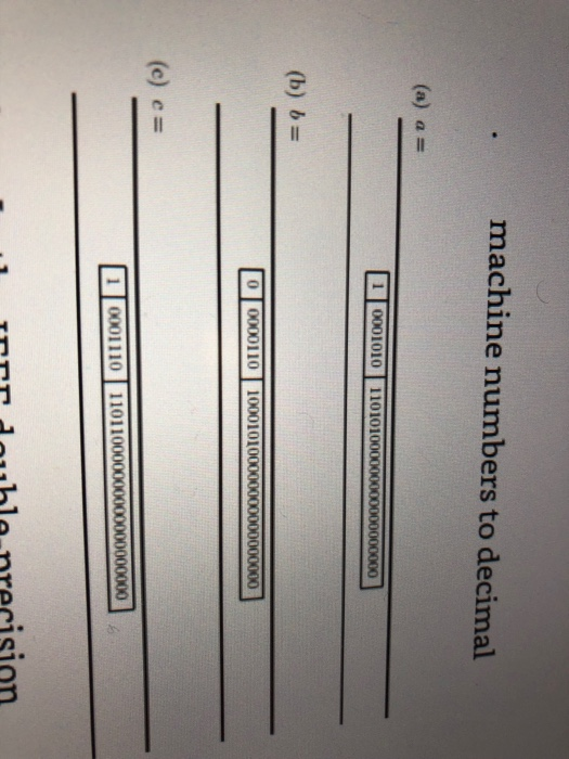 Solved machine numbers to decimal (a) a= i 100 101 | Chegg.com