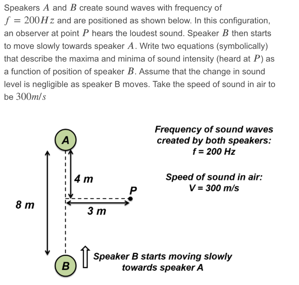 Solved Speakers A and B create sound waves with frequency of | Chegg.com