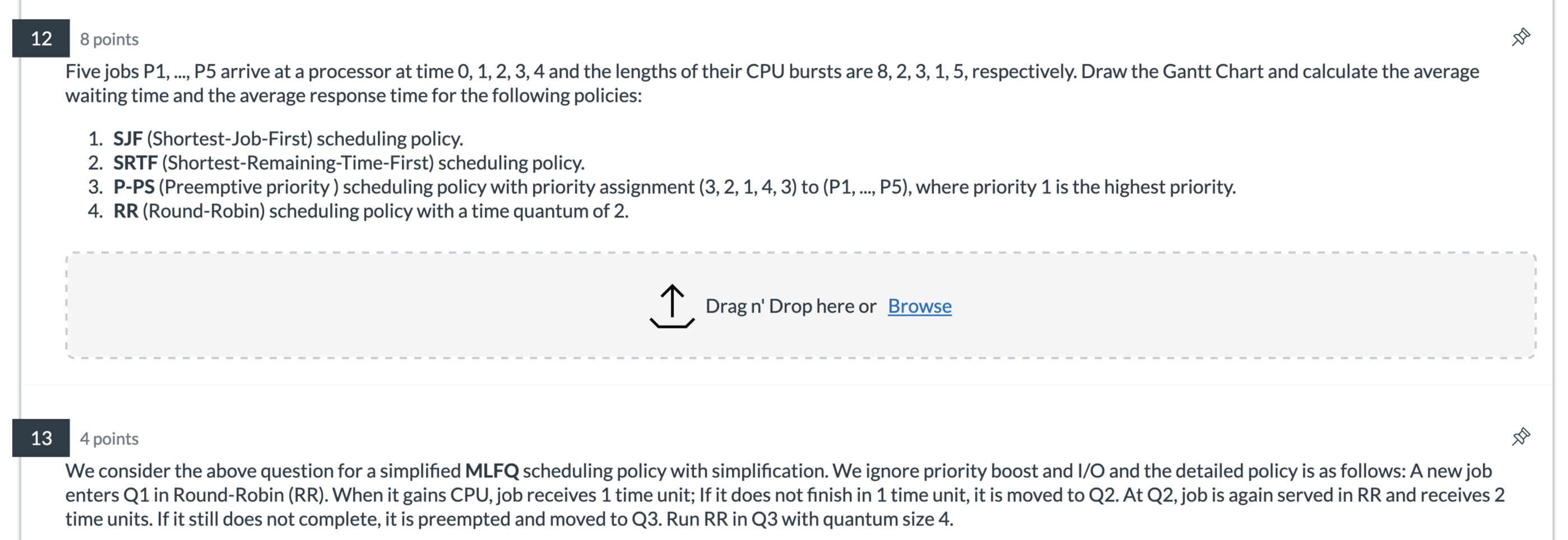 Solved 8 ﻿pointsFive jobs P1, ... ﻿P5 ﻿arrive at a processor | Chegg.com