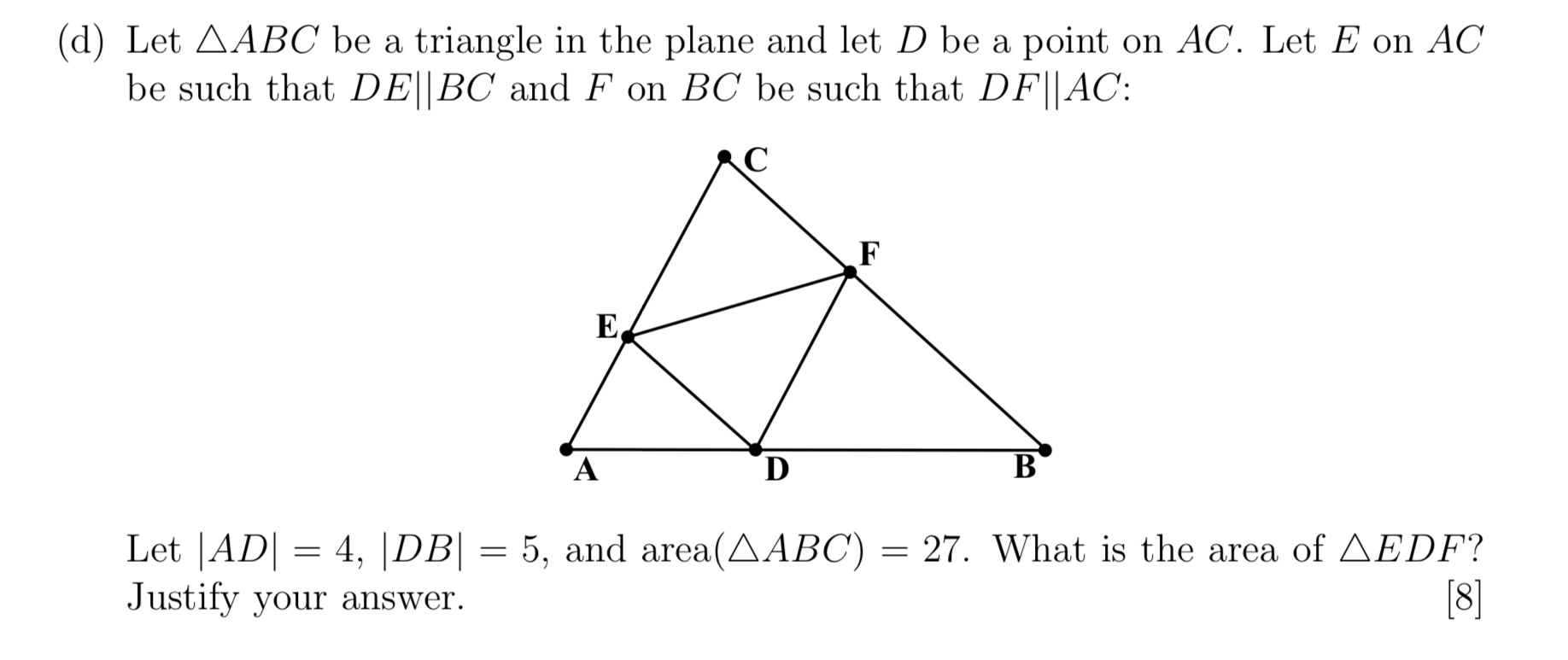 Solved (d) ﻿Let ????ABC ﻿be a triangle in the plane and let | Chegg.com