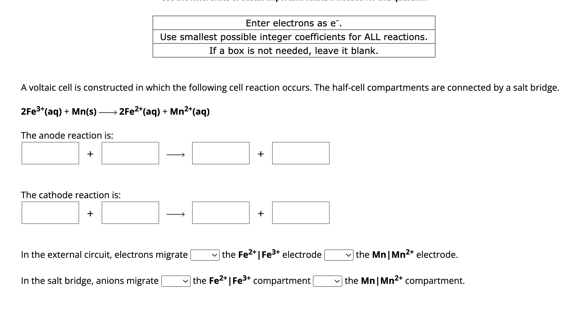 Solved Enter electrons as e−. Use smallest possible integer | Chegg.com