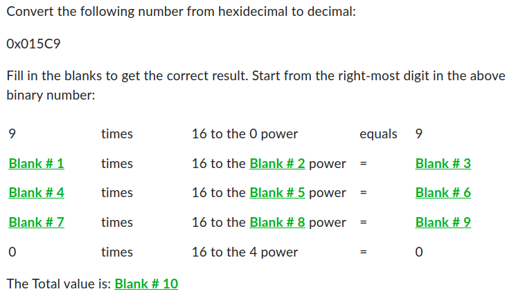 Solved Convert the following number from hexidecimal to | Chegg.com