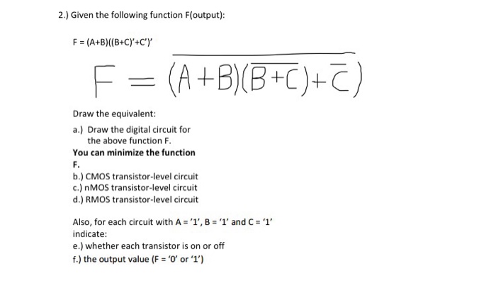 Solved Given the following function F(output): F = | Chegg.com