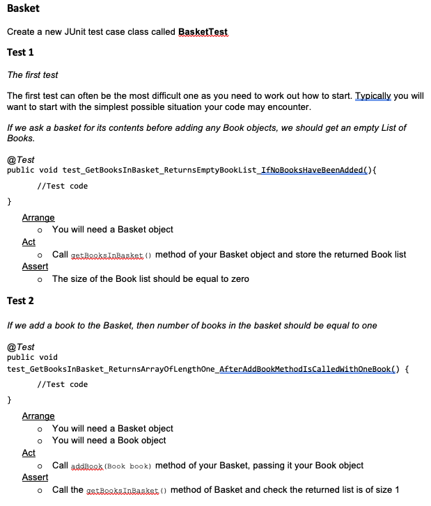 Solved Test Driven Development-JUnit This exercise will | Chegg.com