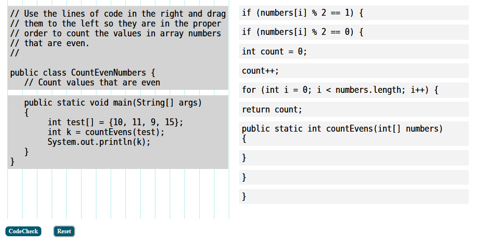 Solved // Use the lines of code in the right and drag if | Chegg.com