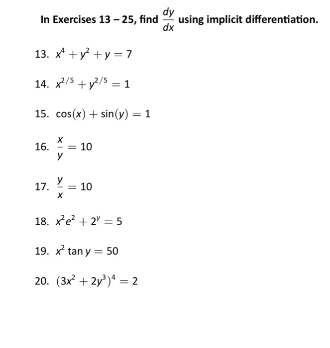 Solved dy using implicit differentiation dx In Exercises 13 | Chegg.com