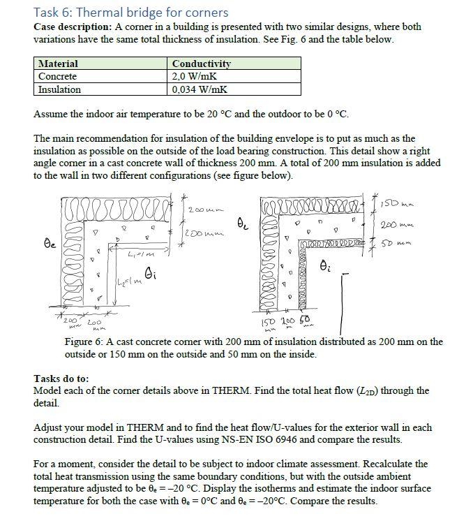 Task 6: Thermal bridge for corners Case description: | Chegg.com