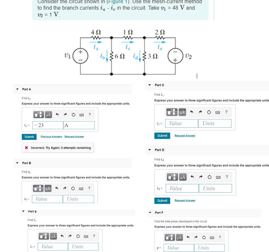 Solved Consider the circuit shown in (Figure 1) Use the | Chegg.com