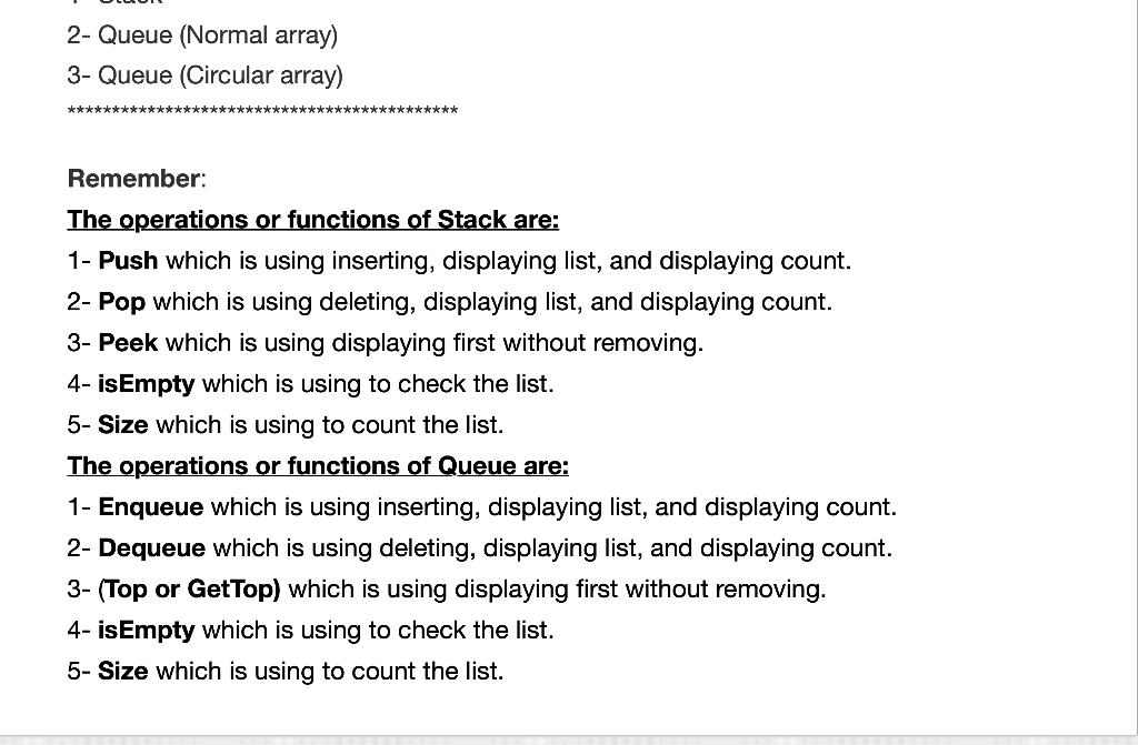 Solved Create A Java Program Contains Stack And Queue By 0208
