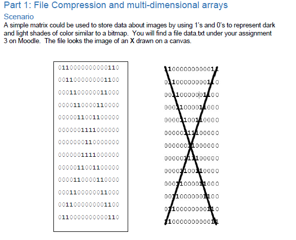 Part 1: File Compression and multi-dimensional arrays | Chegg.com